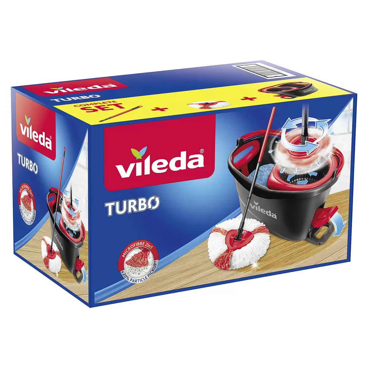 Kit Turbo Mop Vileda bleu,rouge