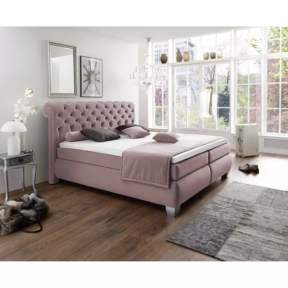 Boxspringbett Cazis 160 x 200 Hellviolett